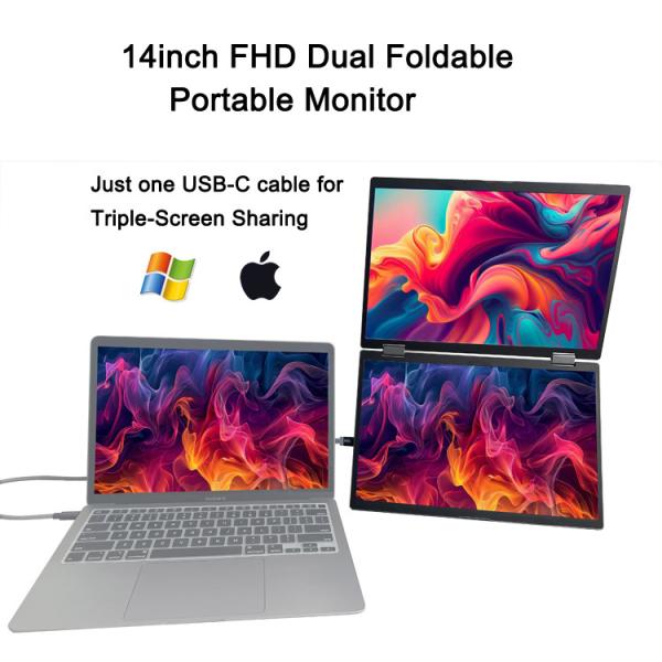 Quality 60Hz IPS Portable Triple Dual Screen Monitor For Laptop 178 degree for sale