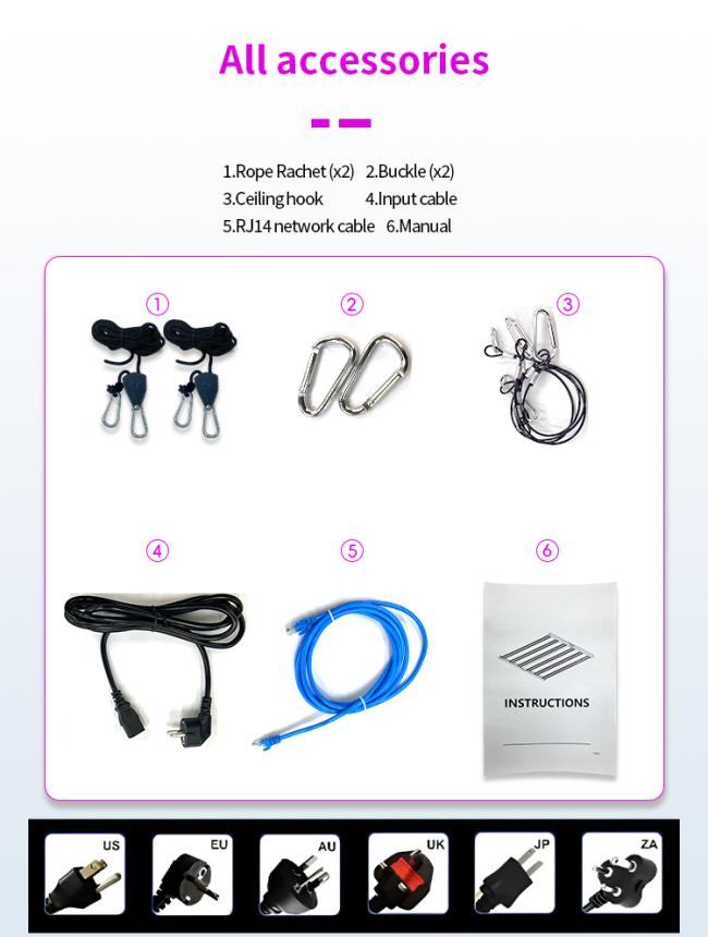 800W LED grow light installation example in grow room