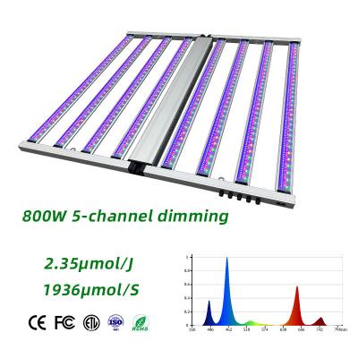China 800W LED Grow Lights Five-Way Dim Full Spectrum 8 Bar Horticultural Plant Lighting LM301H LM281B Chips Aluminum 3000K for sale