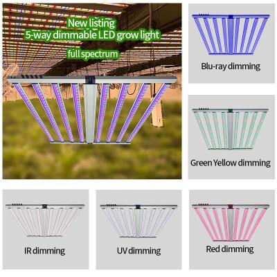 China 8 Bar 800W Five Channels UV IR Green Dimming Samsung LM301H LM281B Chips Full Spectrum LED Plant Grow Lights for Horticultural for sale