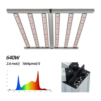 Κίνα 640W Led Grow Light υψηλής έντασης θερμοκήπιο εμπορικό πλήρους φάσματος χαμηλώσιμο LM281B 6 bar για εσωτερική καλλιέργεια προς πώληση