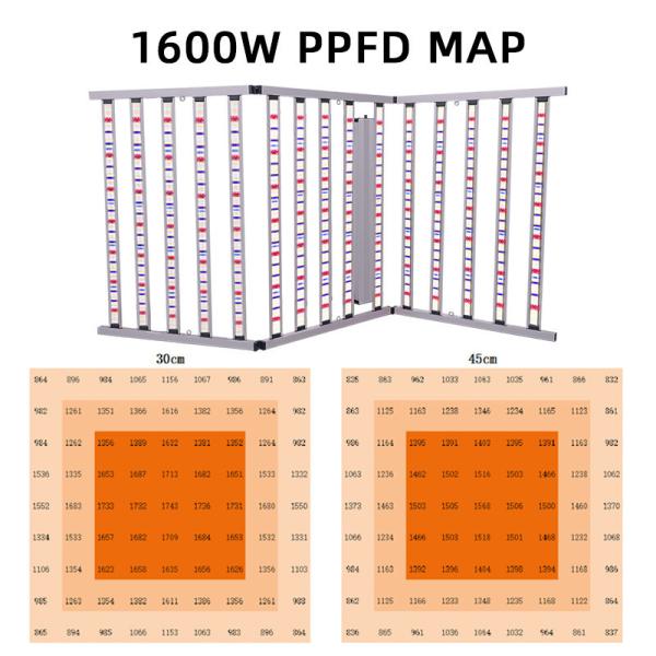 Quality Best High Ppfd Full Spectrum 15 Bar 1600W UV LED Plant Grow Lights Foldable for sale