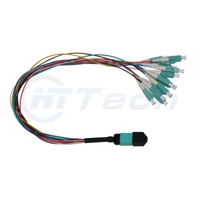 China Low Insert Loss OM3 8Cores MPO-LC Patch Cord LSZH Jacket for sale