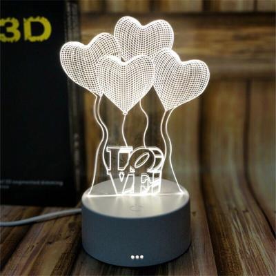 China 3D LED Sweet heart  Table Light party light 3d acylic led night light for decoration for sale