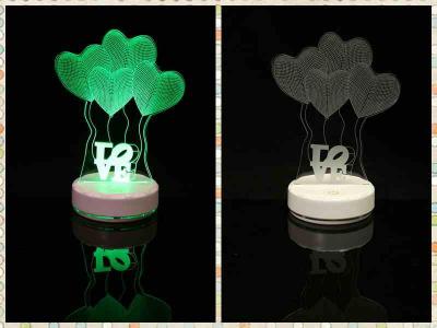 China Sweet heart 3D LED Lamp Visual Light Table Lamp Bedside Sleeping Nightlight for sale