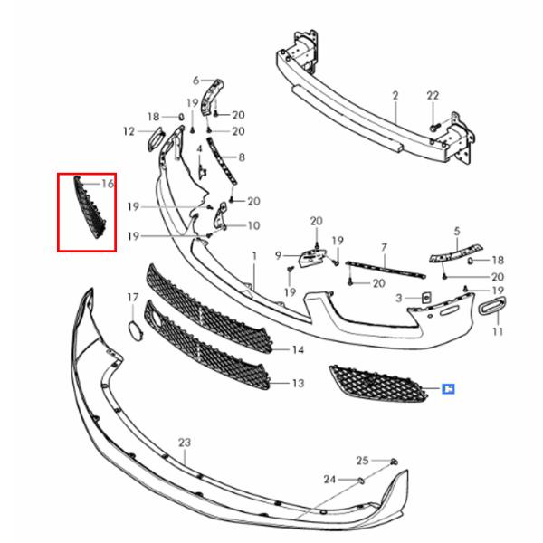 Quality Black Right Front Bumper Grille For Bentley Continental GT 4.0 2012-2015 OEM for sale