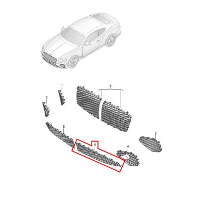 Cina Per Bentley Continental GT 2020 Parete anteriore sinistra con griglia di guida dell'aria con ACC Chrome OEM 3SD807675C in vendita
