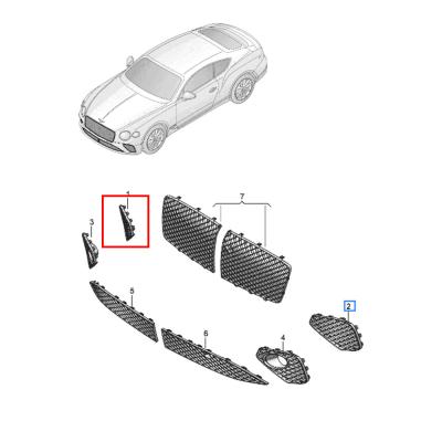 中国 ベンツリー コンチネンタル GT GTC 2020 フロント バンパー エアガイド 右グリル ACC なし 黒 OEM 3SD807684 販売のため