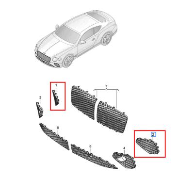Cina Per Bentley Continental GT GTC 2020 Guida dell'aria del paraurti anteriore sinistra destra Griglia cromata senza ACC OEM 3SD807684C 3SD807683C in vendita