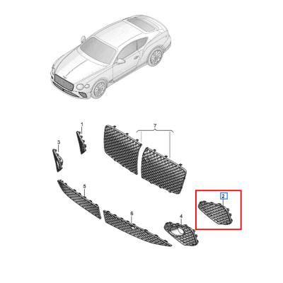 Cina Per Bentley Continental GT GTC 2020 Guida dell'aria del paraurti anteriore Griglia sinistra Chrome senza ACC OEM 3SD807683C in vendita