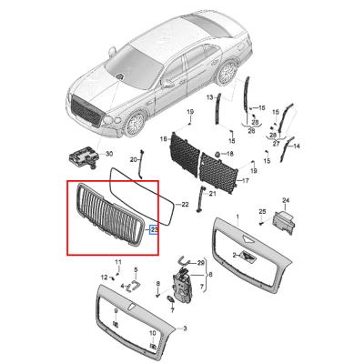 Cina Per Bentley Flying Spur 2020 Griglia del radiatore anteriore Chrome OEM 3SE853667 3SE853667A in vendita