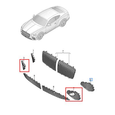 Cina Per Bentley Continental GT GTC 2020 Con paraurti anteriore ACC Griglia sinistra destra Chrome OEM 3SD807647B 3SD807648B in vendita