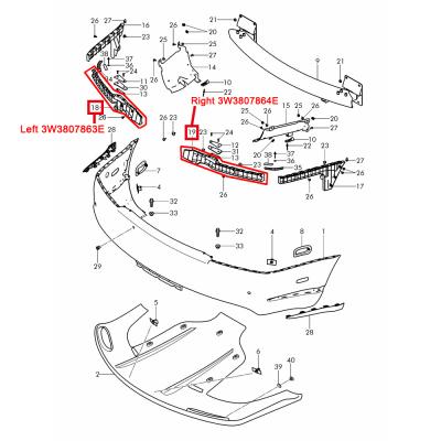 Cina Per Bentley Continental GT GTC 2012-2018 Montaggio del paraurti posteriore Rafforzamenti di supporto del supporto OEM 3W3807863E 3W3807864E in vendita