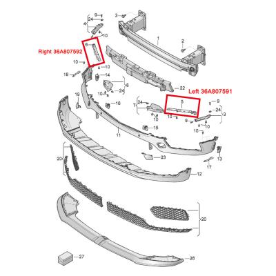 Cina Per la Bentley Bentayga 2015-2019 Guida del paraurti anteriore sinistro Supporto della staffa OEM 36A807591 in vendita