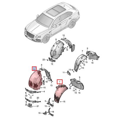 中国 ベンツリー・ベンタイガ フロント 左 右 フロントセクション フェンダー ラインナー OEM 36A821171B 36A821172B 販売のため