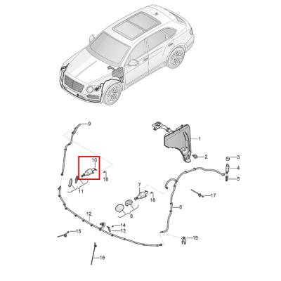 Cina Per il Bentley Bentayga, ugello di lavaggio del faro destro P/N OEM 36A955102A 36A955102B in vendita