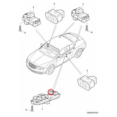 Cina Per Bentley Continental GT GTC pulsante di accensione della finestra (pulsante 1) OEM 3W3959857C 3W3959857D in vendita