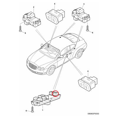 Cina Per Bentley Continental GT GTC pulsante di accensione della finestra (pulsante 2) OEM 3W3959857C 3W3959857D in vendita
