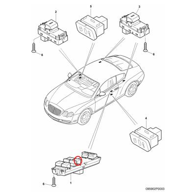Cina Per Bentley Continental GT GTC pulsante di accensione della finestra (pulsante 4) OEM 3W3959857C 3W3959857D in vendita