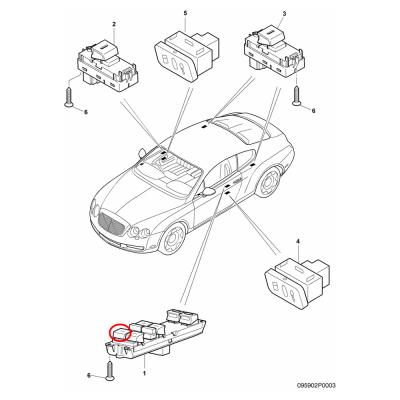 Cina Per Bentley Continental GT GTC pulsante di accensione della finestra (pulsante 5) OEM 3W3959857C 3W3959857D in vendita