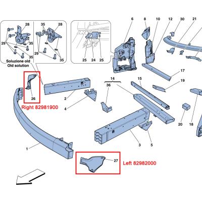Cina Per Ferrari 458 Frontale destro Paraurti interno ferro bracciale esterno radiatore bracciale di fissaggio OEM 82981900 in vendita