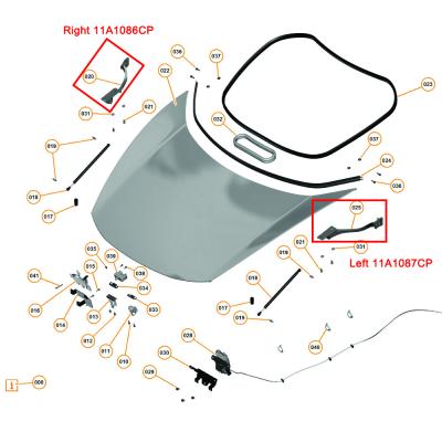 中国 マクラーレン MP4-12C 650S 左側と右側のトランク蓋ヒンジ OEM 11A1086CP 11A1087CP 販売のため