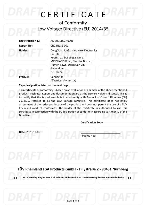 CE certification - Shenzhen Junbo Technology Co., Ltd