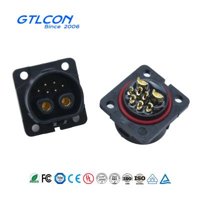 China Push Lock Circular Panel Mount Connector 8 Pin Waterproof IP68 Electric Vehicle Charging Connector for sale