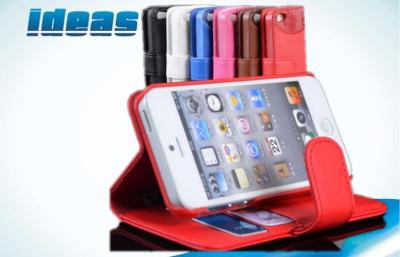 Cina Coperture ibride della cassa del cuoio di iPhone dell'unità di elaborazione Apple del portafoglio per il iPhone 5, rosse in vendita