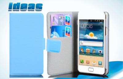 Cina Casse del cuoio del telefono cellulare di SII i9100 della galassia S2 con il bottone, blu in vendita