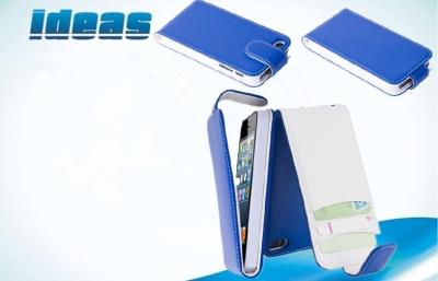 China O couro do telemóvel 5/5S de Iphone encaixota o azul costura o plutônio de couro do PC do caso à venda