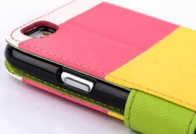 Cina Cassa del cuoio del portafoglio di vibrazione del supporto di colore della miscela per Iphone 6/5/5S/5C/4S in vendita