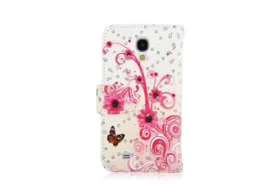Cina Casse del telefono della galassia S4 di Samsung del portafoglio del telefono cellulare del modello di fiore per la ragazza in vendita