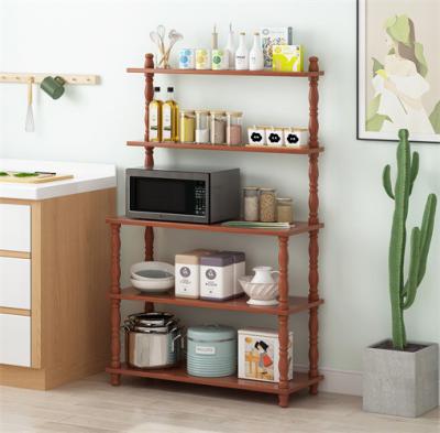 Cina Fila di legno multifunzionale del supporto 5 dello scaffale di a microonde della cucina in vendita