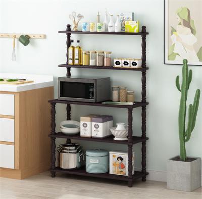 Cina Fila di legno multifunzionale del supporto 5 dello scaffale di a microonde della cucina in vendita