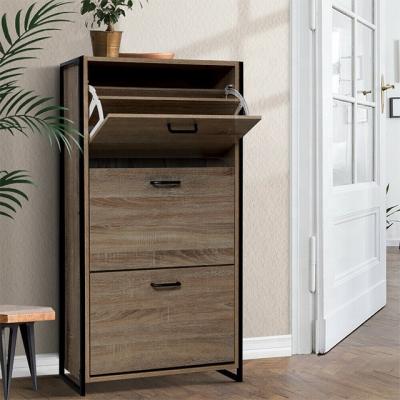 Cina Organizzatore di legno Cabinet For Home del MDF 3 Tires Flip Down Shoe Rack Furniture in vendita