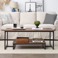 China Rustic Wood And Metal Coffee Table Rectangular Nesting Side Tables for sale