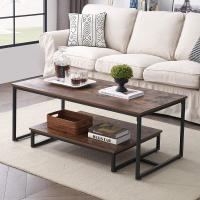 China Rustic Wood And Metal Coffee Table Rectangular Nesting Side Tables for sale