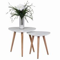 China White Round Solid Beech Wood Coffee Table MDF Top for sale