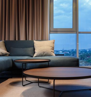 Cina Contemperary Oval Mdf Wood And Metal Coffee Table Set Furniture For Living Room in vendita