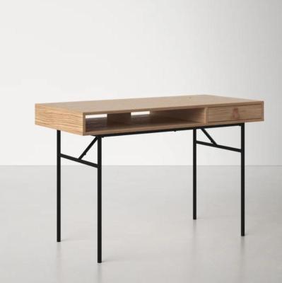 China Customized Compact Computer Desk Metal Veneer Wood Desk With Drawers for sale
