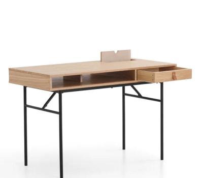 China Customized Compact Computer Desk Metal Veneer Wood Desk With Drawers for sale