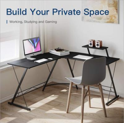 China Reversible Corner L Shaped Computer Desk Brown For Home Office for sale