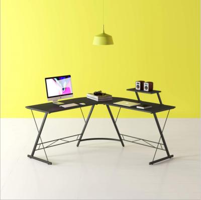 China Reversible Corner L Shaped Computer Desk Brown For Home Office for sale