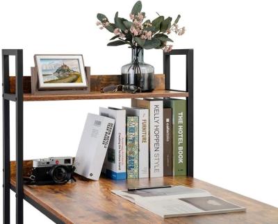 Cina Steel Wood L Shaped Office Desk L Shaped Work Table With Storage Shelves in vendita