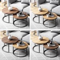 China Metal Solid Wooden Round Circular Nesting Coffee Tables For Sofa BedSide for sale