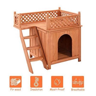 Cina Riparo di legno della Camera dell'animale domestico del cucciolo di cane con all'aperto dell'interno del balcone delle scale in vendita