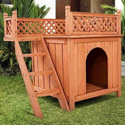 Cina Riparo di legno della Camera dell'animale domestico del cucciolo di cane con all'aperto dell'interno del balcone delle scale in vendita
