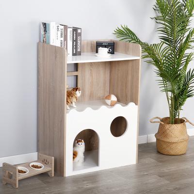 Cina Camera di legno dell'interno sostenibile Cat Den With Storage dell'animale domestico del ODM in vendita