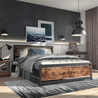 Cina Re di legno Industrial Style della struttura del letto del ferro dell'ostello dei mobili metallici dell'hotel del ODM in vendita